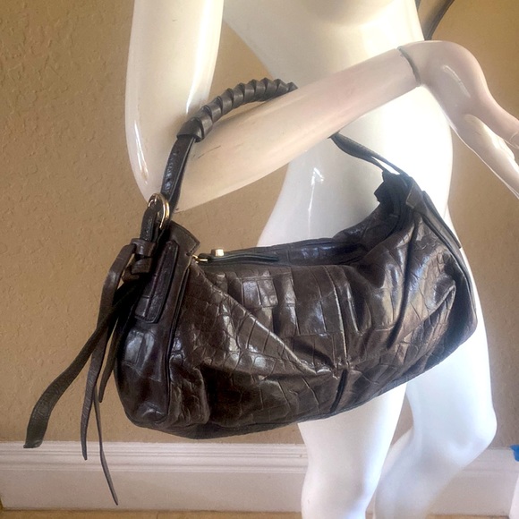 Luana | Bags | Luana Gray Croc Embossed Soft Leather Gorgeous Bag ...